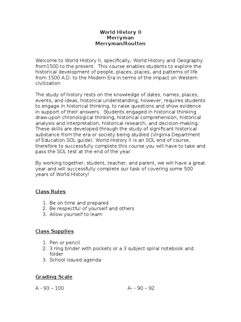 World History II Course Overview | PDF