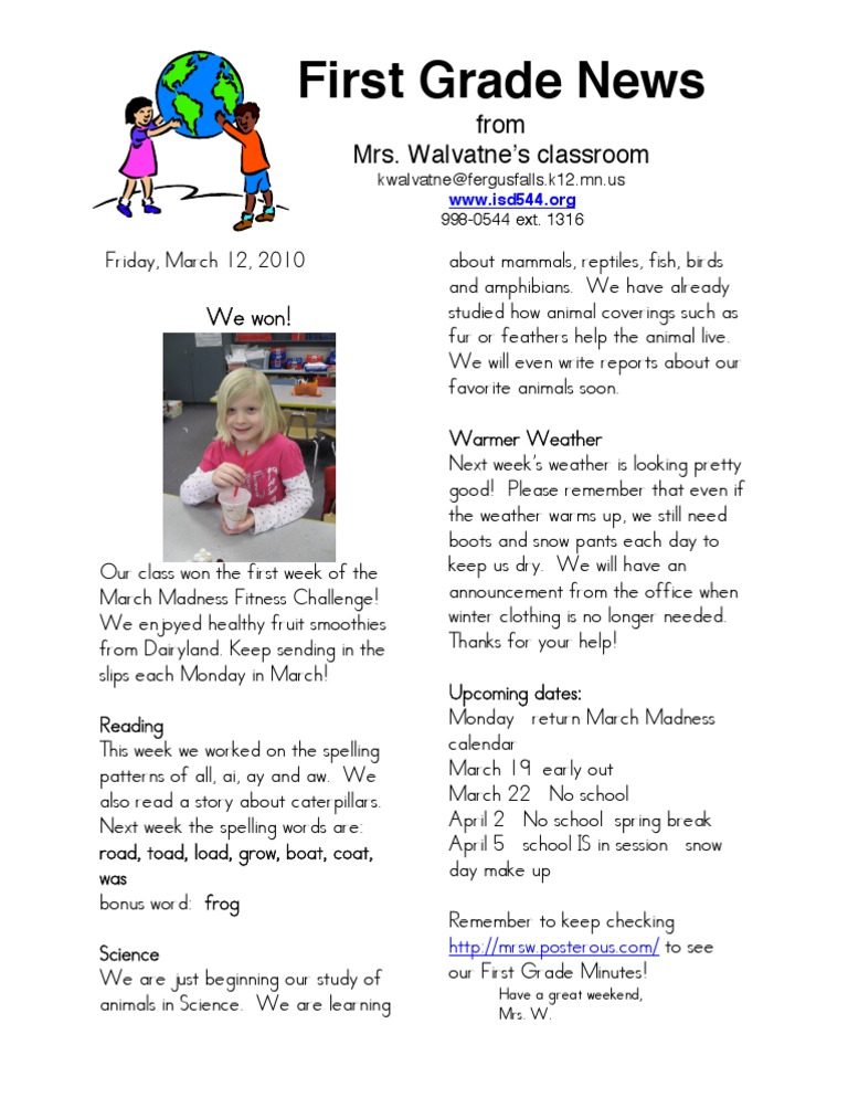 First Grade March Madness Update | PDF