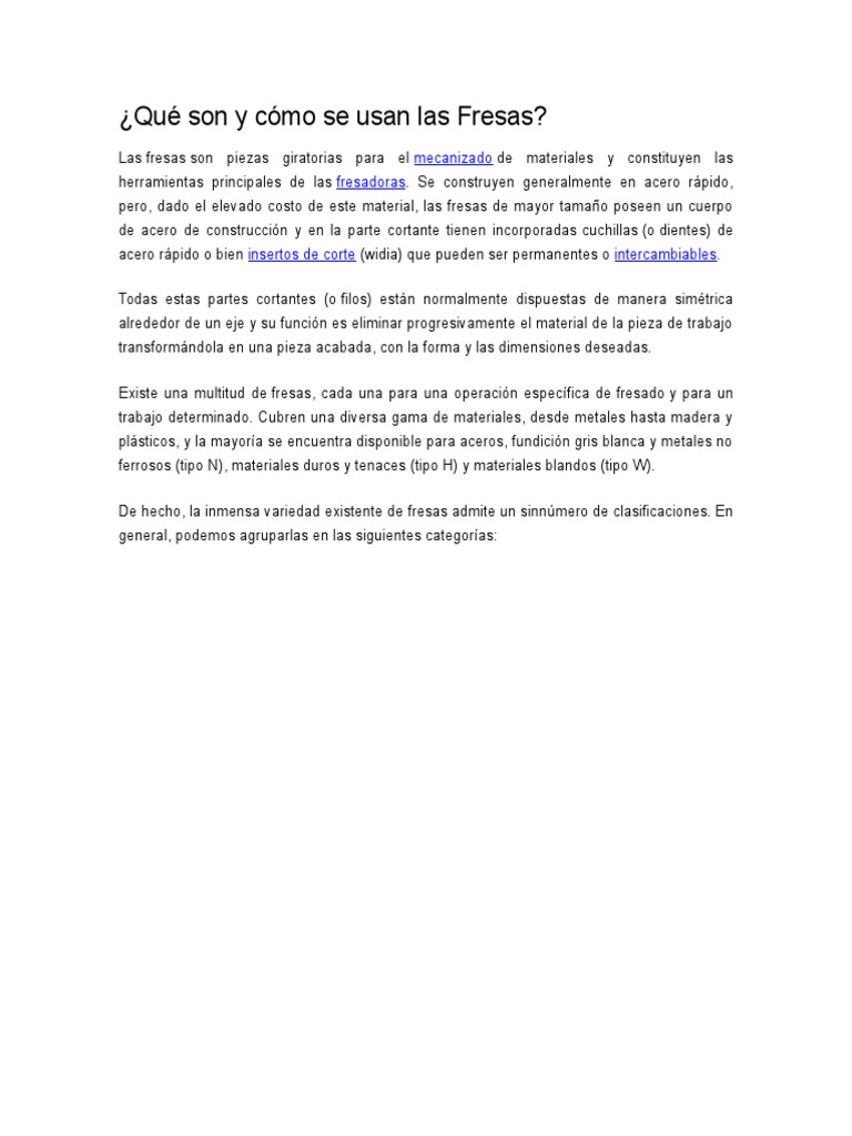 Qué Son y Cómo Se Usan Las Fresas | PDF | Deportes y actividades al ...