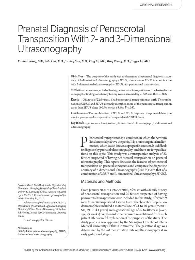 Prenatal Diagnosis of Penoscrotal Transposition With 2-And 3 ...