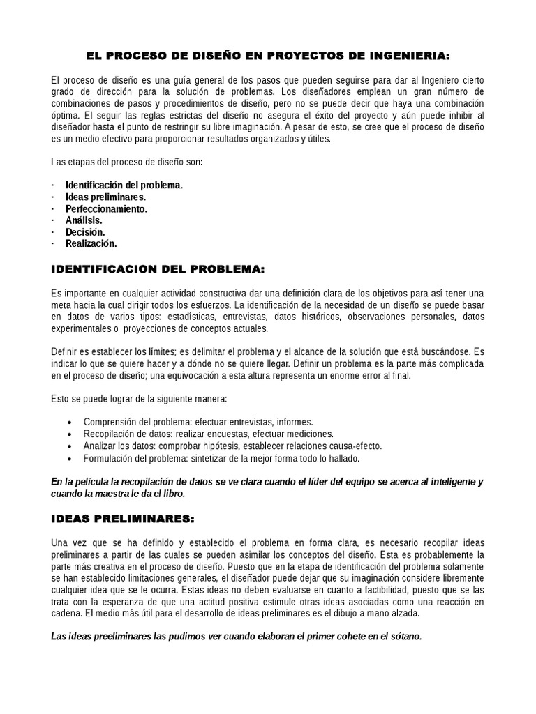 El Proceso de Diseño en Proyectos de Ingenieria | PDF | Diseño | Ingeniería