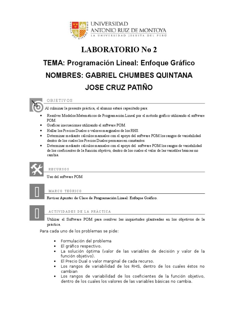 Laboratorio 2A - Método Grafico | PDF | Programación lineal | Software