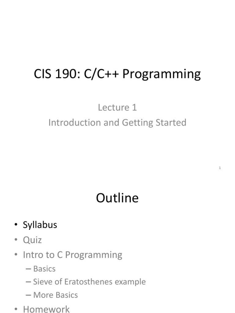 CIS 190: C/C++ Programming: Introduction and Getting Started | PDF | C ...