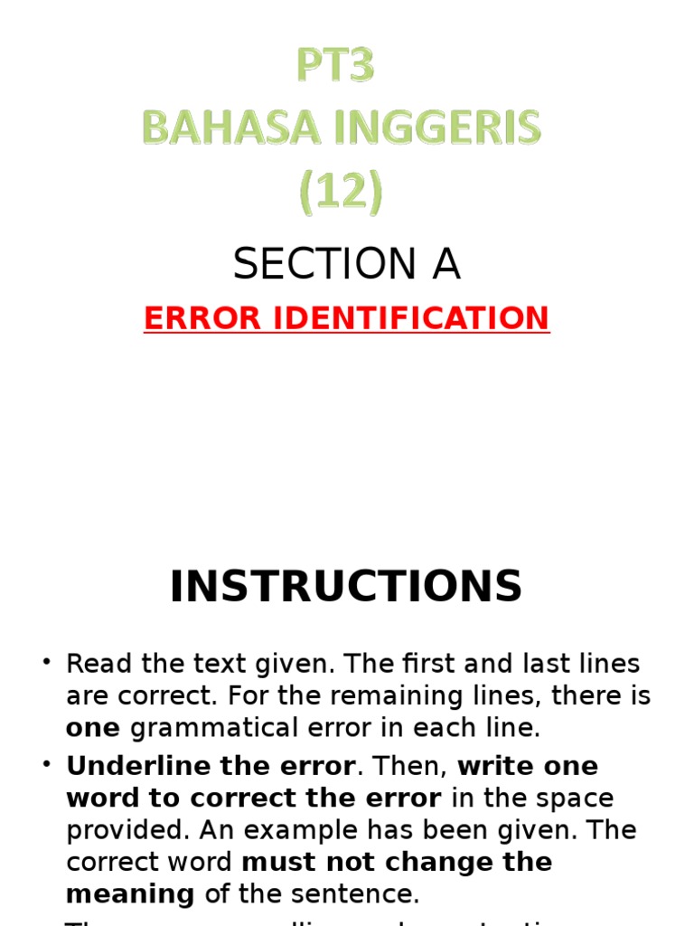 Section A: Error Identification | PDF