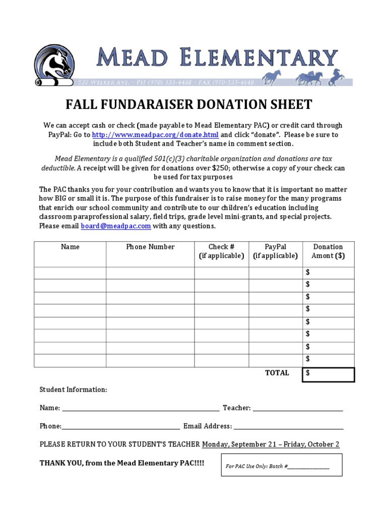 Donation Sheet | PDF