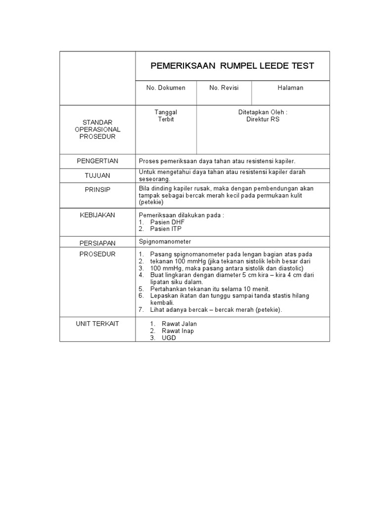 Pemeriksaan Rumpel Leede Test | PDF