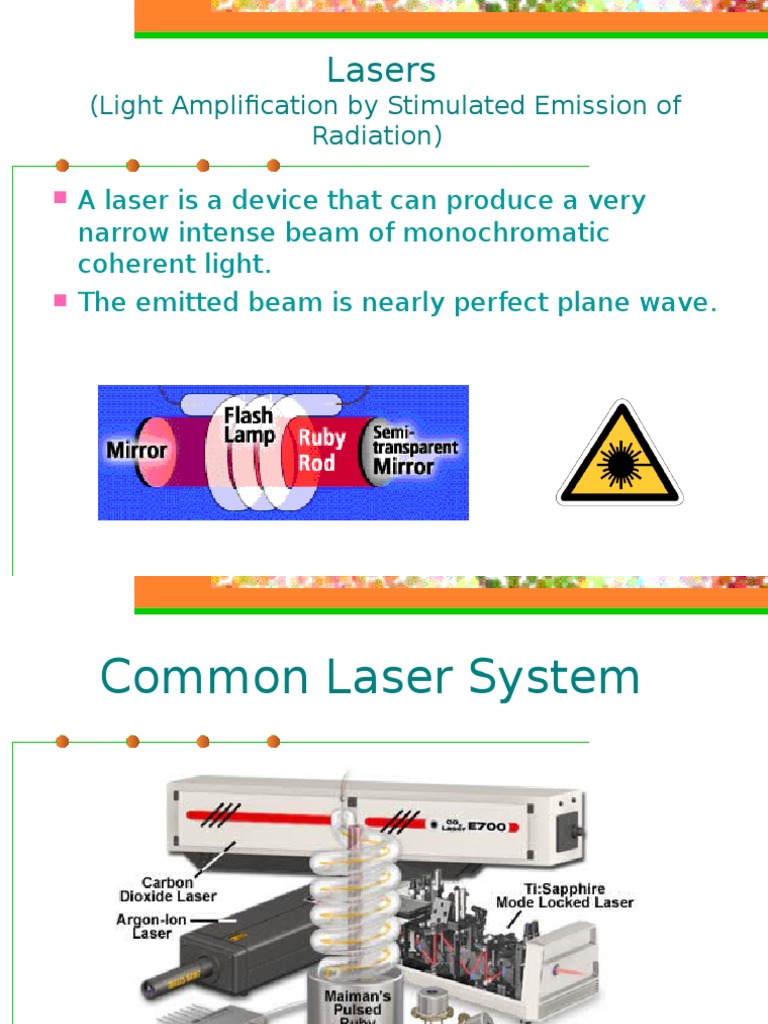 Lasers: (Light Amplification by Stimulated Emission of Radiation) | PDF ...