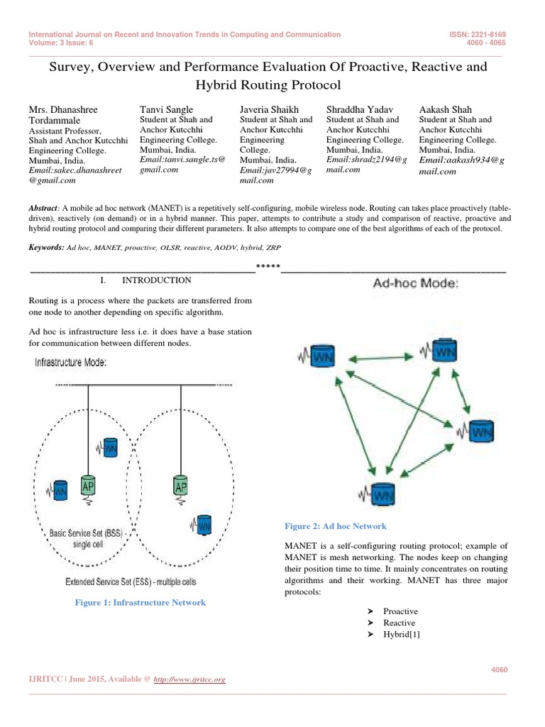 Survey Overview And Performance Evaluation Of Proactive Reactive And Hybrid Routing Protocol