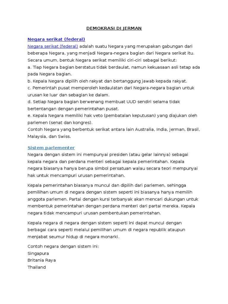 Sistem Demokrasi Jerman | PDF | Politik | Hukum