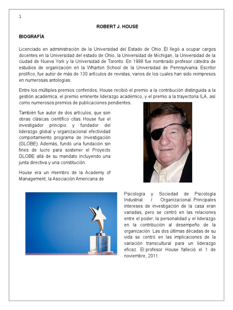 Robert J House | PDF | Grupo de trabajo | Liderazgo