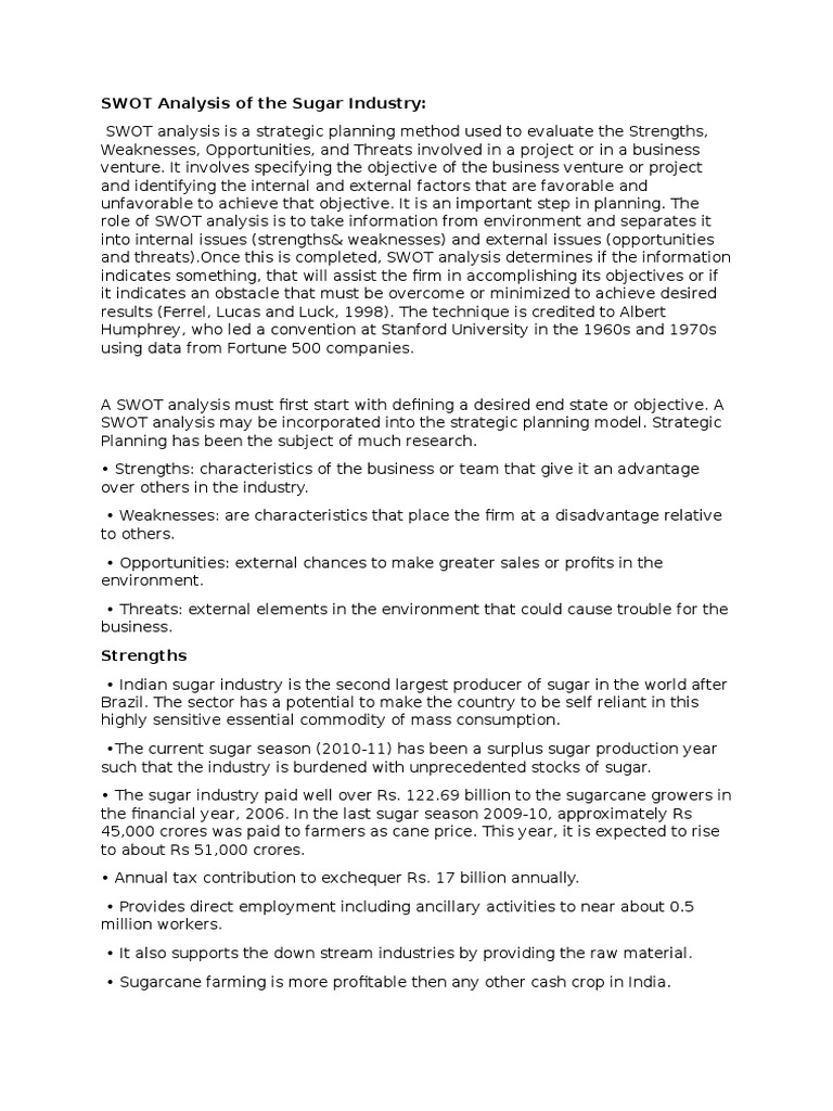 Sugar Industry | PDF | Swot Analysis | Sugarcane