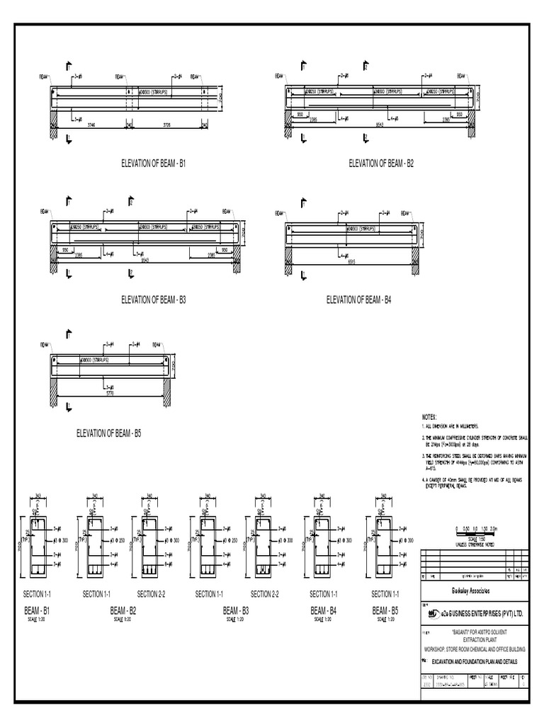 Elevation of Beam - B2 Elevation of Beam - B1 | PDF