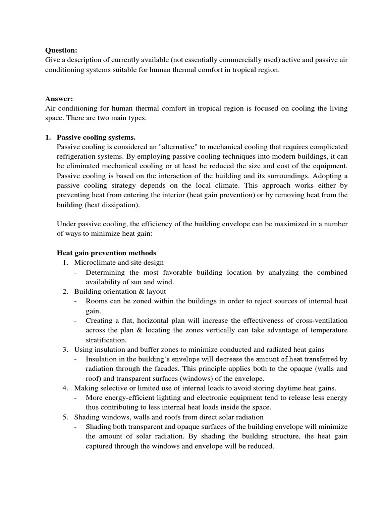 Active and Passive Air Conditioning | PDF | Air Conditioning | Heat ...