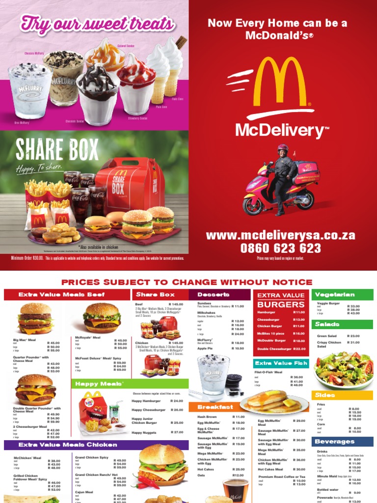 Mcds Menu | Download Free PDF | Hamburgers | The Coca Cola Company