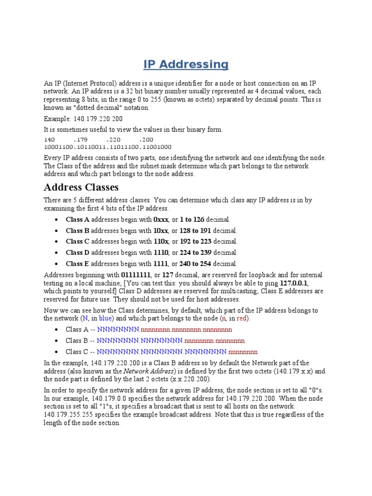 IP Addressing | PDF | Ip Address | Computer Network
