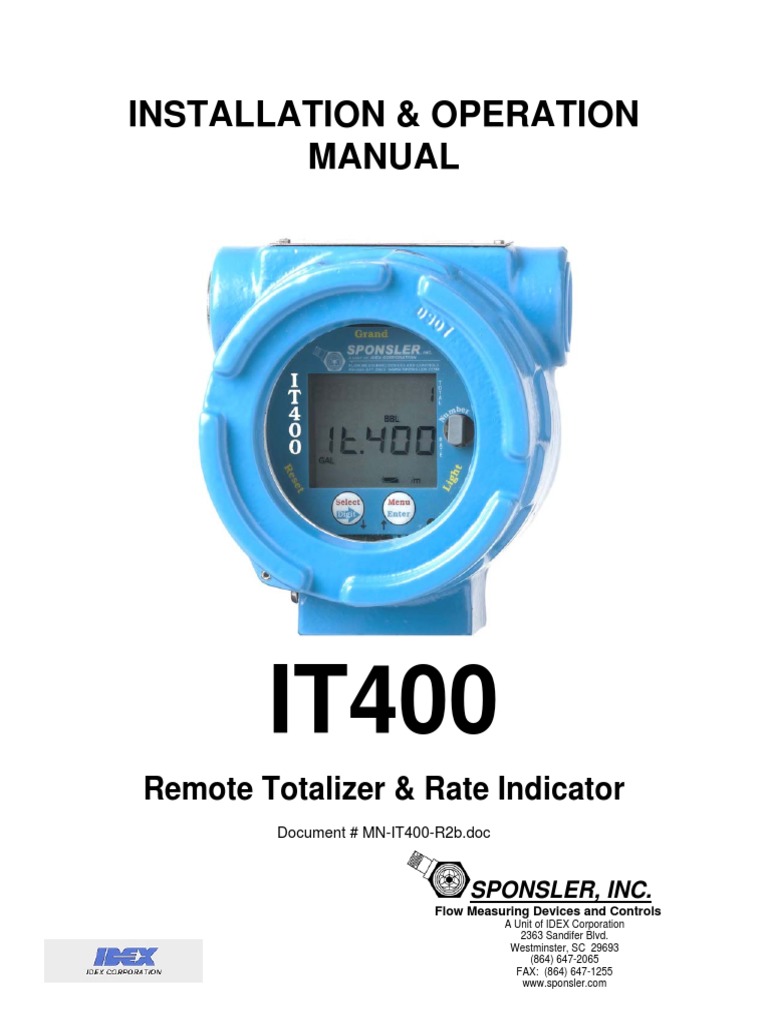 IT400 Installation MN IT400 R2b | PDF | Electrical Connector | Flow ...