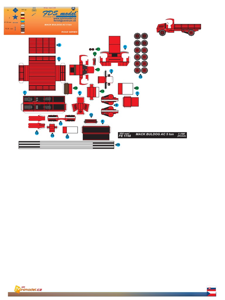 Mack-Ac-5-Ton-1918 1/100 Scale Papercraft | PDF | Technology & Engineering