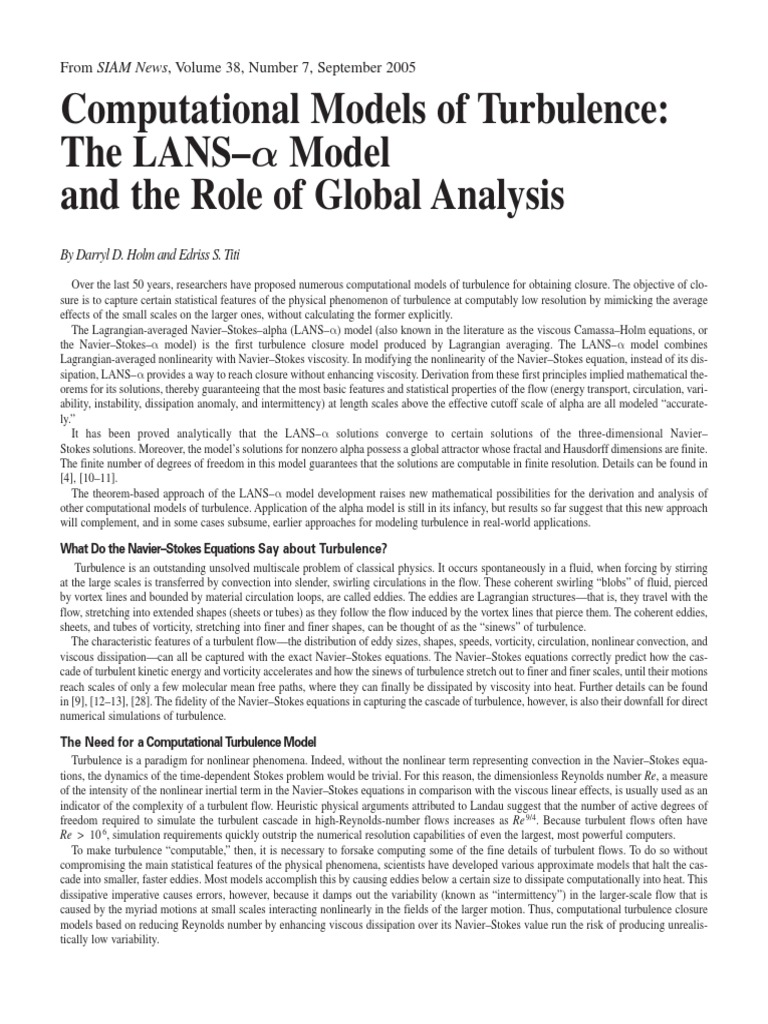 Computational Models Of Turbulence Pdf Turbulence Reynolds Number
