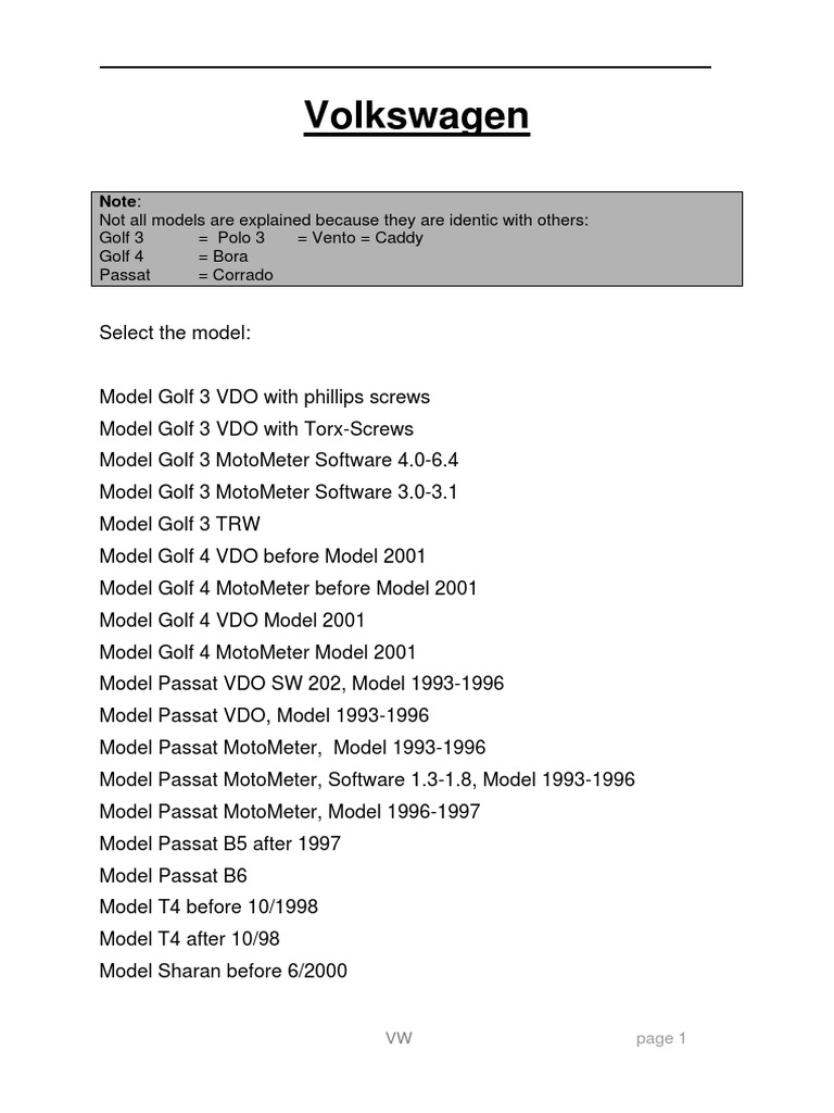 VW | PDF | Volkswagen | Ac Power Plugs And Sockets