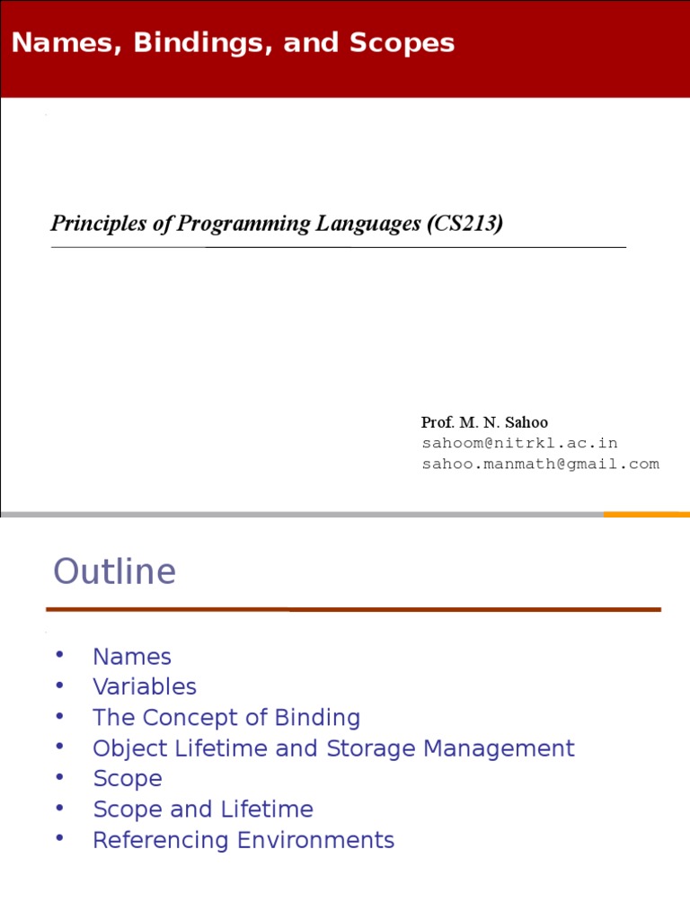 2 Names Bindings And Scopes Pdf Subroutine Scope Computer