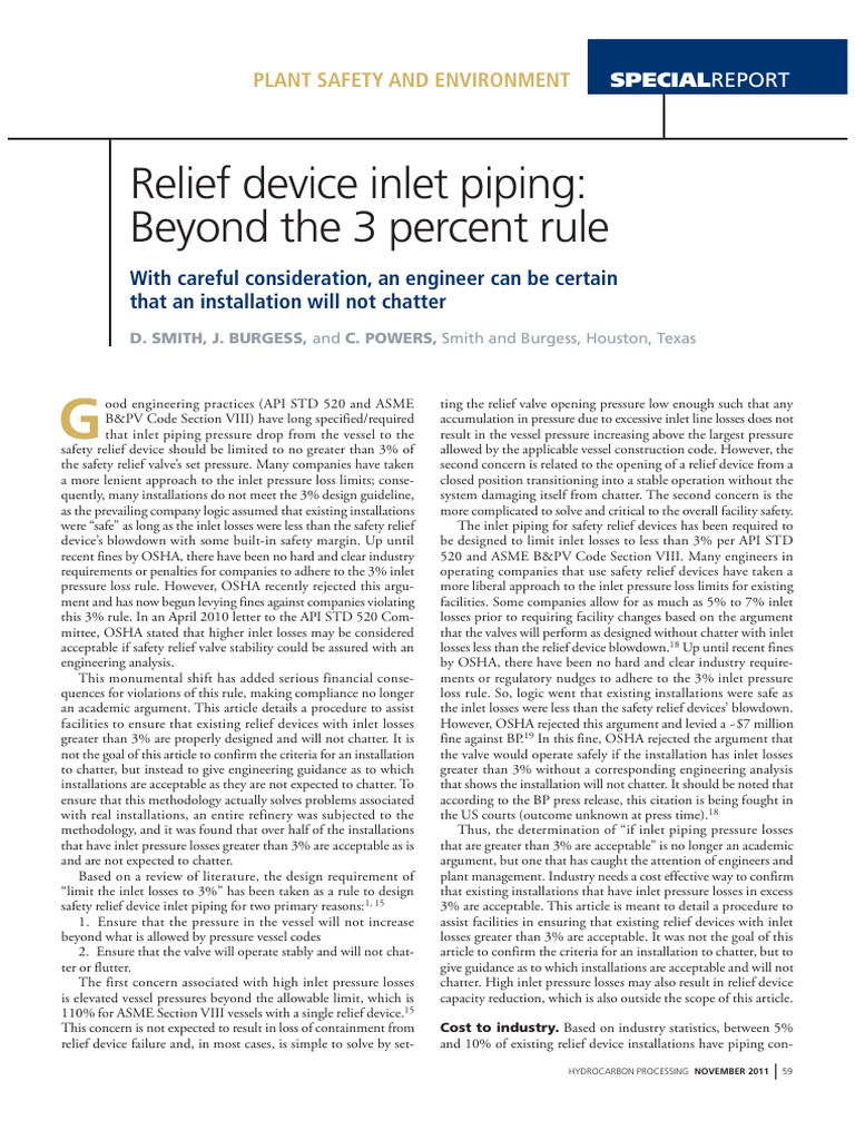 Significance of 3% PSV Inlet Line Pressure Loss | PDF