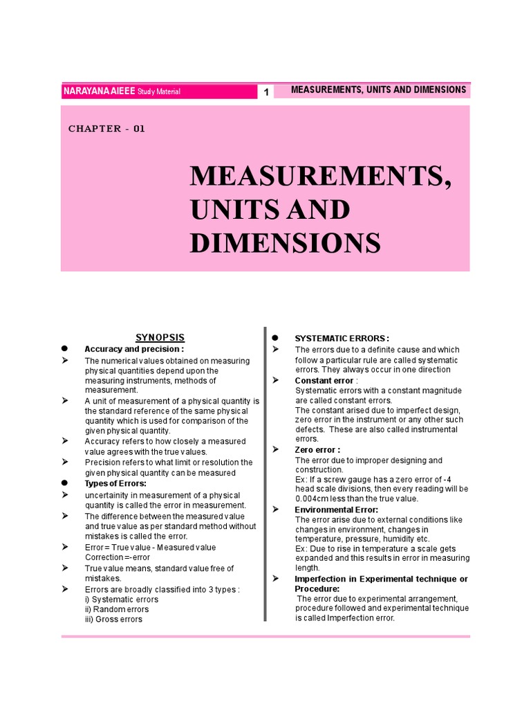 Measurements Units and Dimensions | PDF | Accuracy And Precision | Observational Error