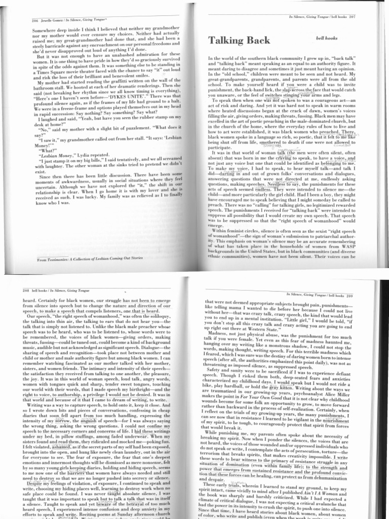 HOOKS - Bell - Talking Back | PDF | Woman | Critical Theory