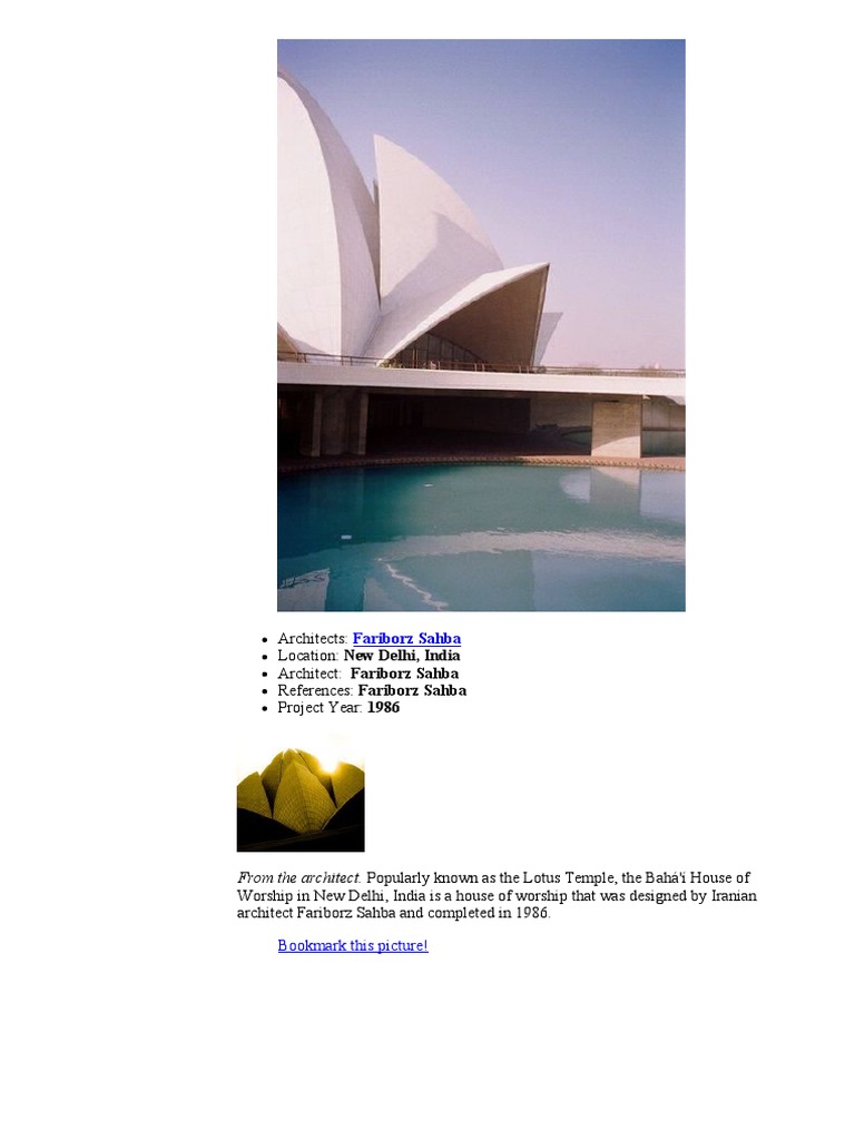 Lotus Temple: Fariborz Sahba's Design | PDF | Buildings And Structures ...