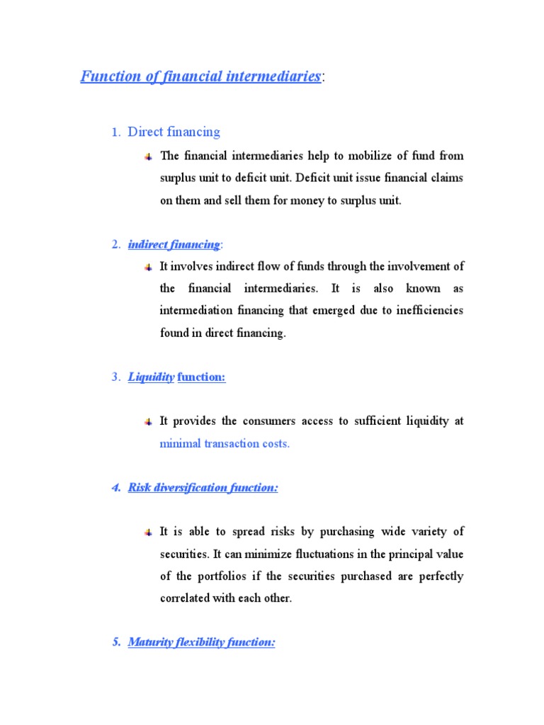 Function of Financial Intermediaries | PDF | Commercial Paper | United ...