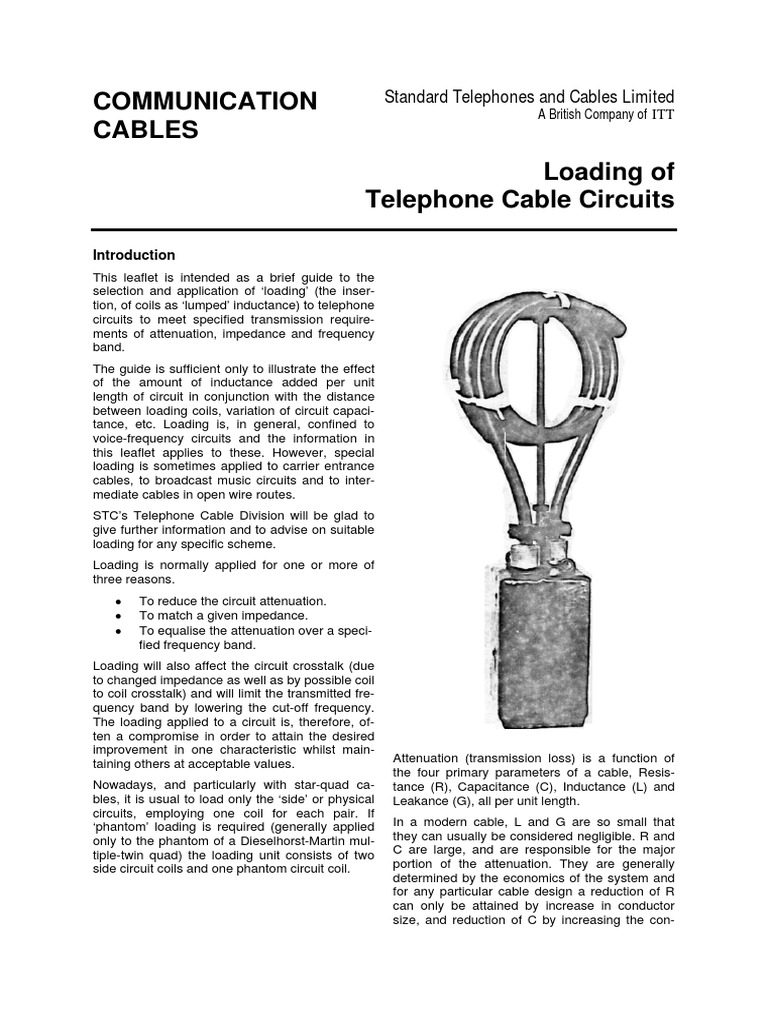 Loading of Telephone Cable Circuits | PDF | Inductor | Inductance