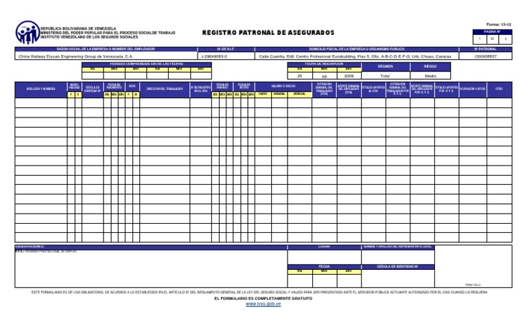 Formulario 13 12 | PDF