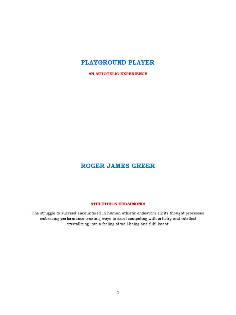 Playground Player: An Autotelic Experience | PDF | Baseball Field ...