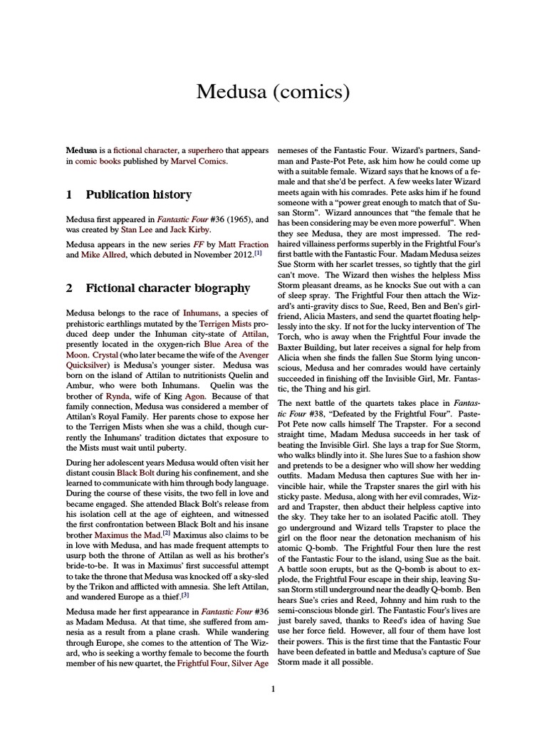 Medusa (Comics) | PDF | Marvel Entertainment | Marvel Comics Characters