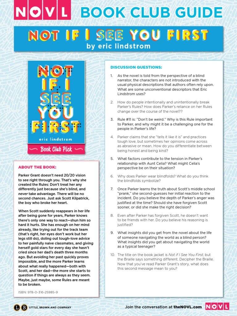Not If I See You First Book Club Guide | PDF