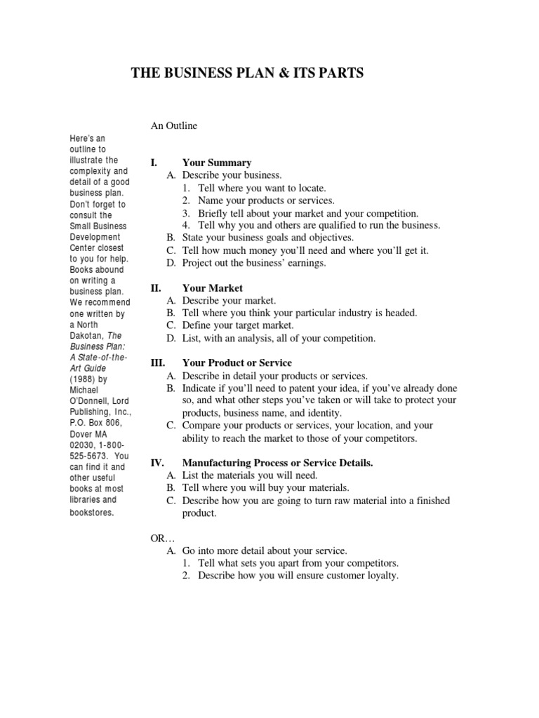 Business Plan and Its Parts | PDF | Business Plan | Sole Proprietorship