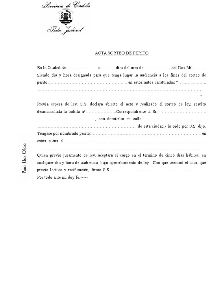 Acta Sorteo de Perito | PDF