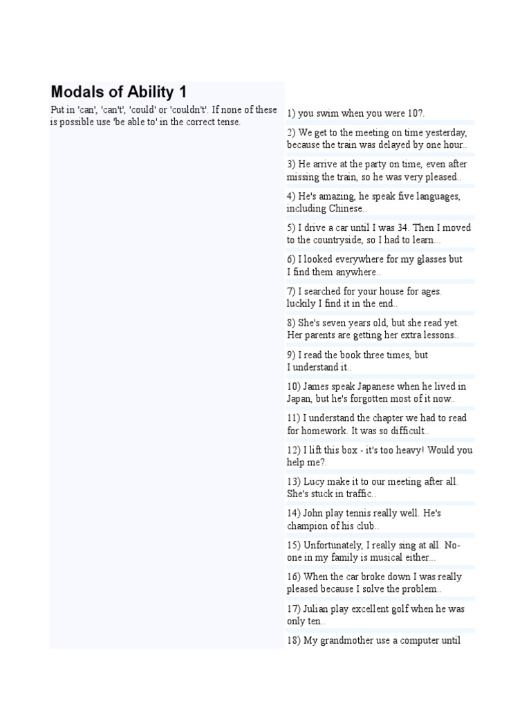 Modals of Ability | PDF