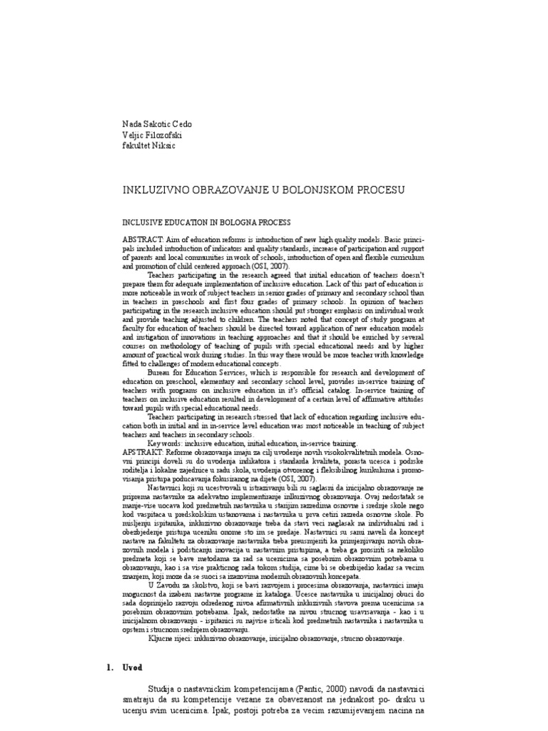Inkluzivno obrazovanje i priprema nastavnika | PDF | Career & Growth