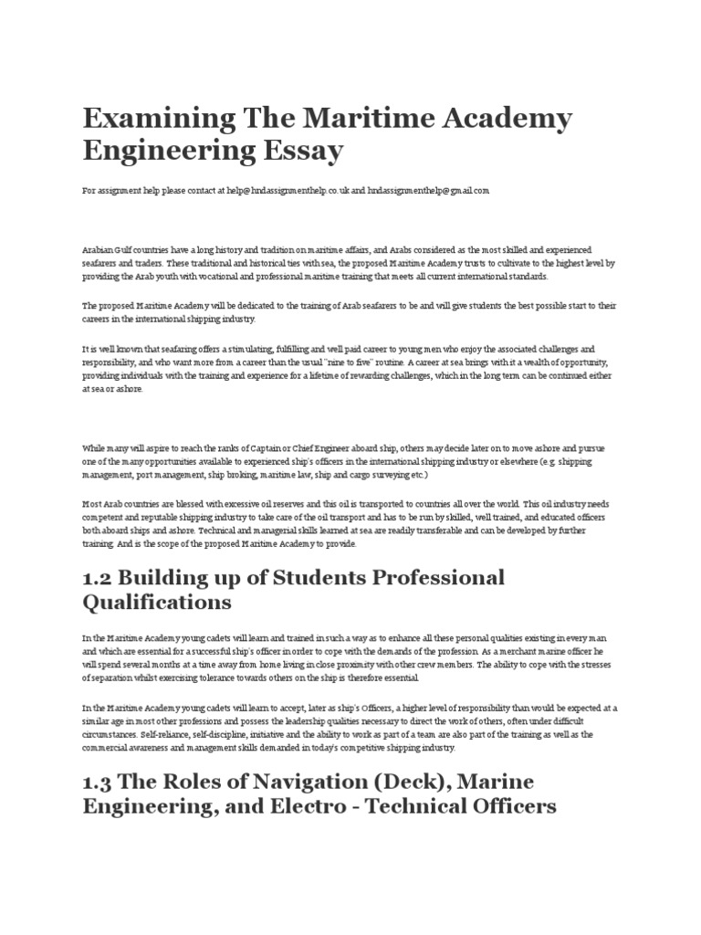 Examining The Maritime Academy Engineering Essay | PDF | Academic ...