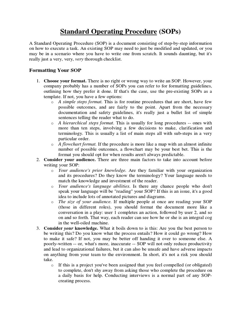 Standard Operating Procedure | PDF | Regulatory Compliance | Safety