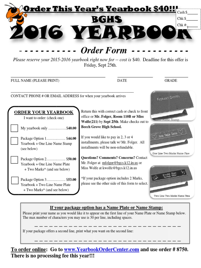 Yearbook Order Form Instructions | PDF | Finance & Money Management