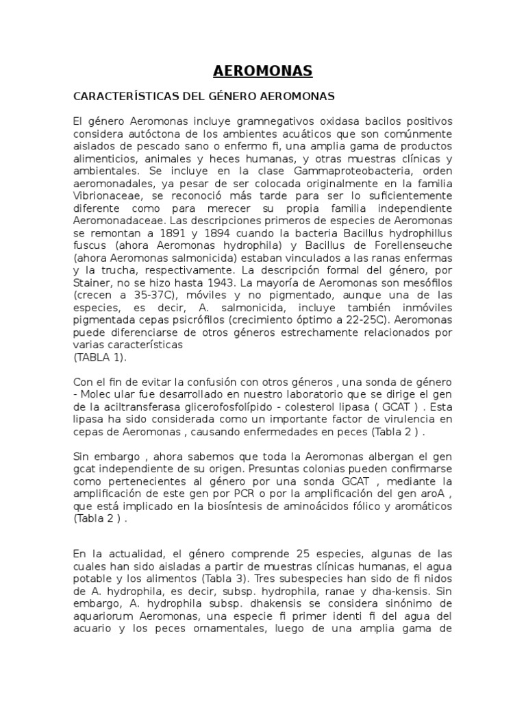 Aeromonas | PDF | Las bacterias | Agua