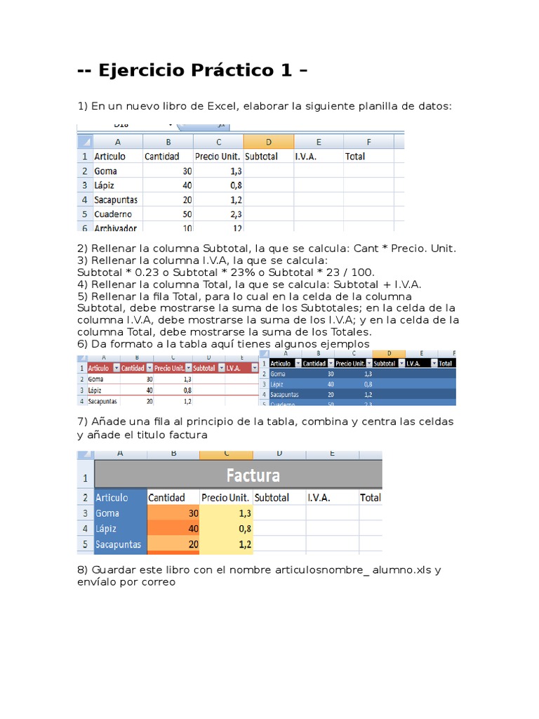 Practicas de Excel | PDF | Microsoft Excel | Color