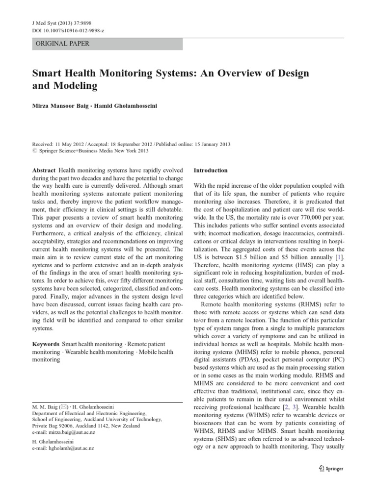 Smart Health Monitoring Systems - An Overview of Design and Modeling ...