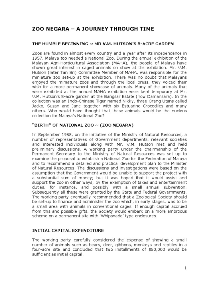 History of Zoo Negara | PDF | Zoo | Malaysia