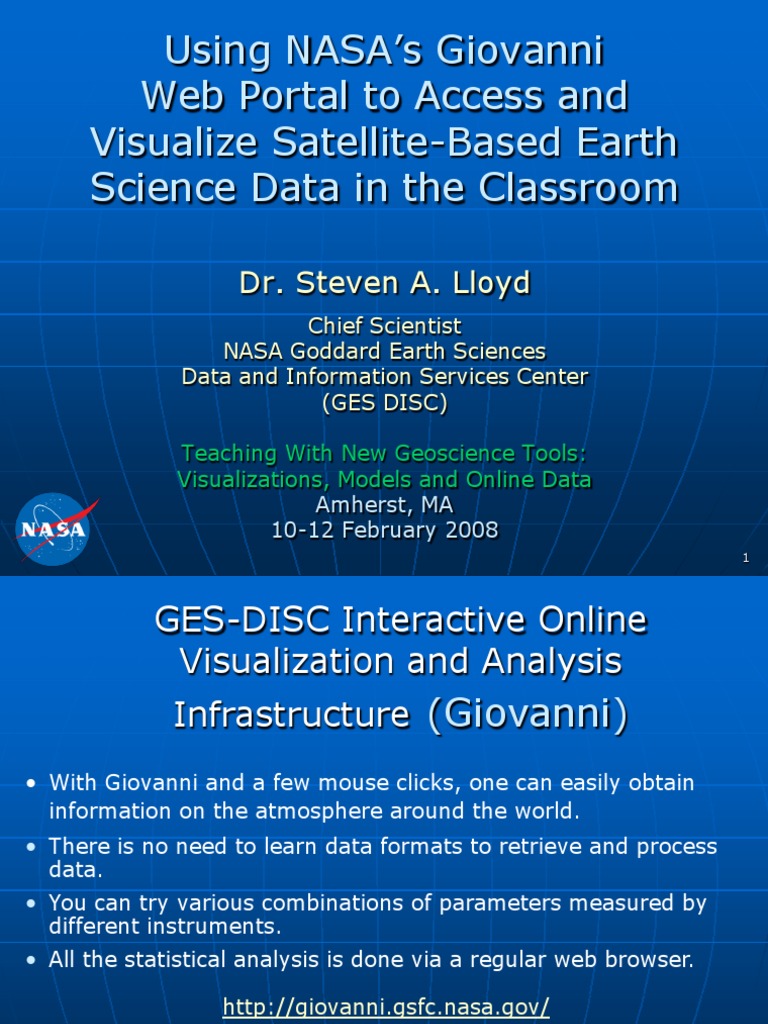 Using NASA Giovanni to Access Earth Science Data | PDF | Satellite ...