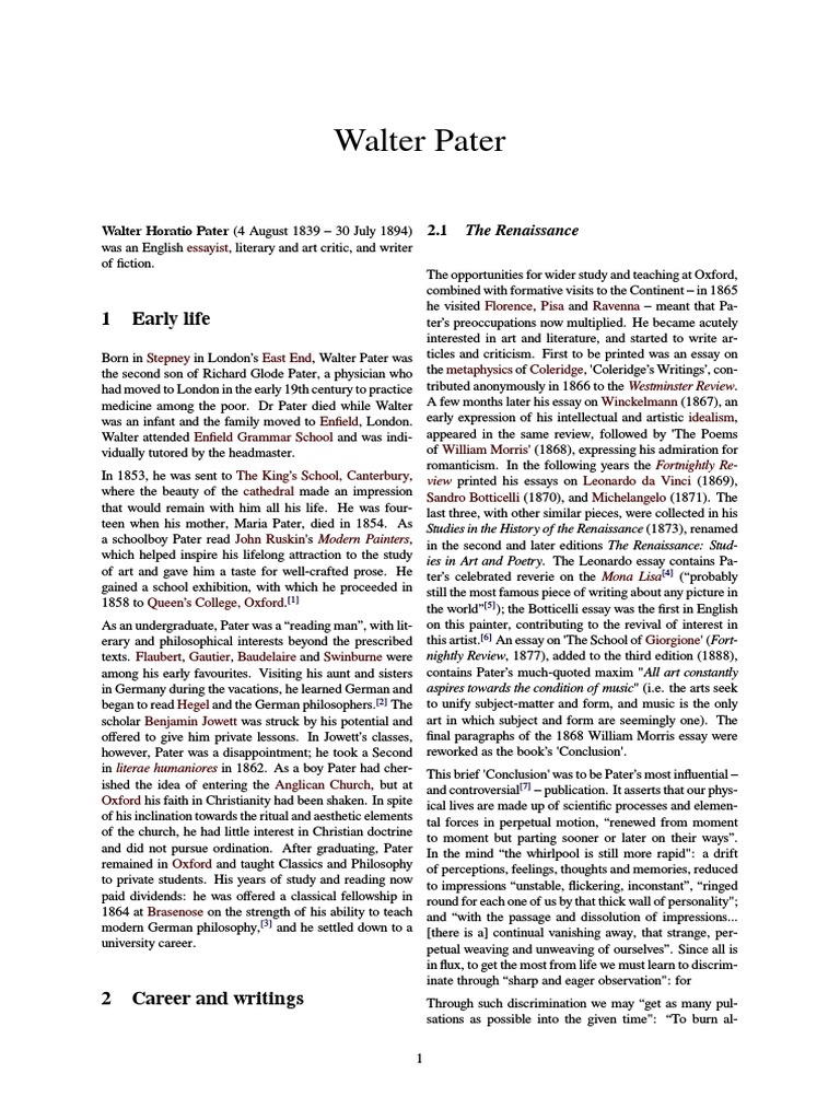 Walter Pater | PDF | Science | Philosophical Science
