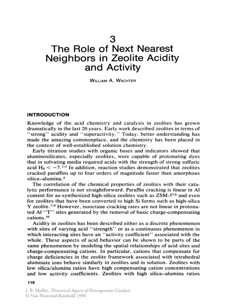 The Role of NNN in Zeolite Acidity and Activity | PDF | Zeolite | Catalysis