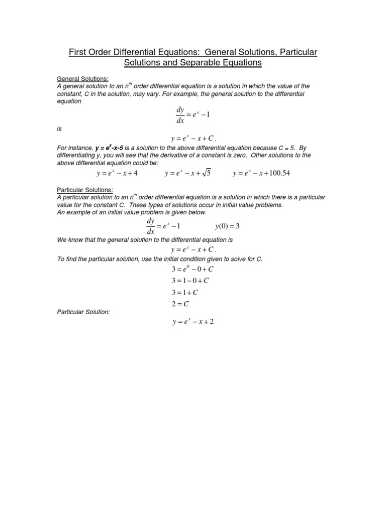 Types of Differential Equations | PDF | Rates | Equations