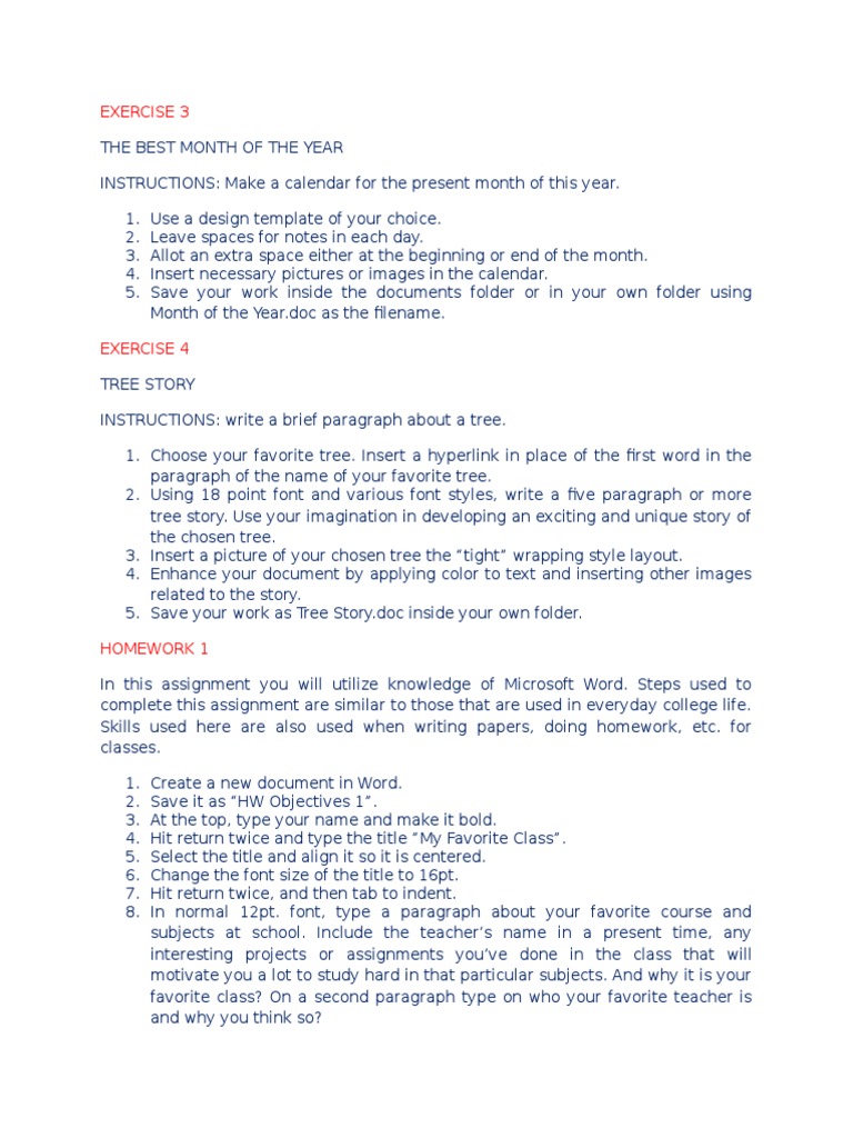 Exercise 3 MS WORD EXERCISES | PDF | Microsoft Word | Ice Cream